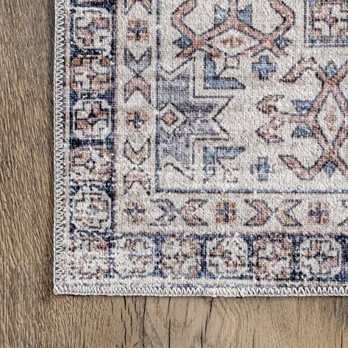 nuLOOM Drina Machine Washable Distressed Area Rug Blue 6' x 9'