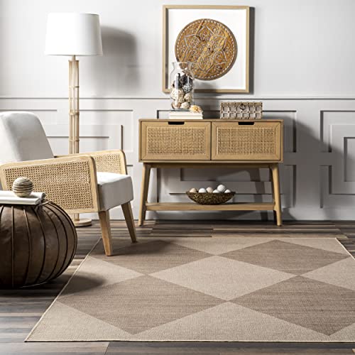 nuLOOM Simple Diamond Easy-Jute Machine Washable Accent Rug, 3' x 5', Natural