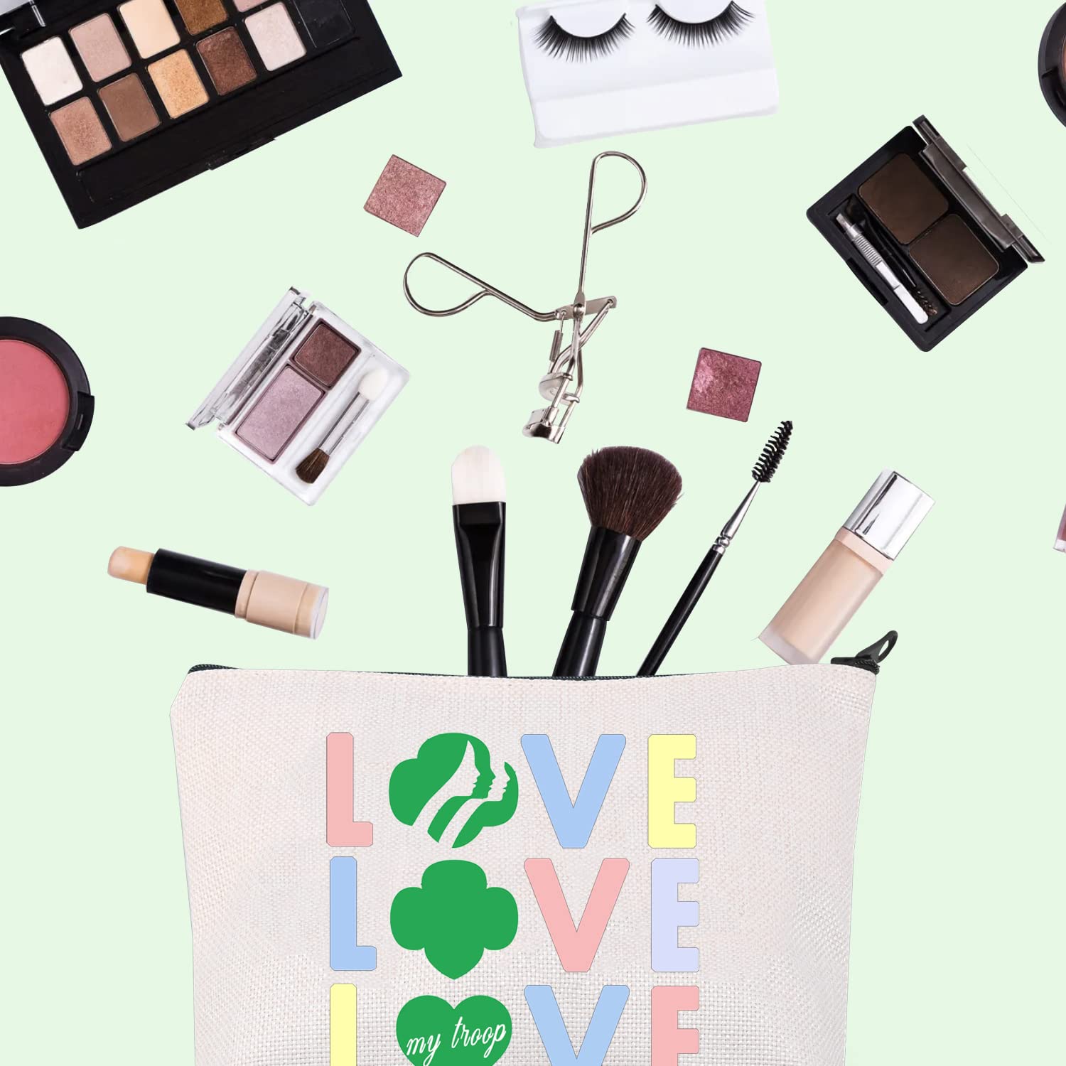 FOTAP Scout Crew Gift Love My Troop Makeup Bag Girl Scout Survival Kit Scout Inspirational Makeup Bag Scout Leader Gift (SCOUT love)