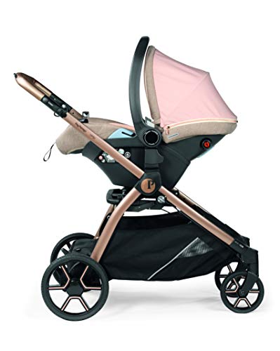 Ypsi β Compact Single to Double Stroller β Compatible with All Primo Viaggio Infant Car Seats & Ypsi Bassinets - Made in Italy - Mon Amour (Beige, Pink, & Rose Gold)