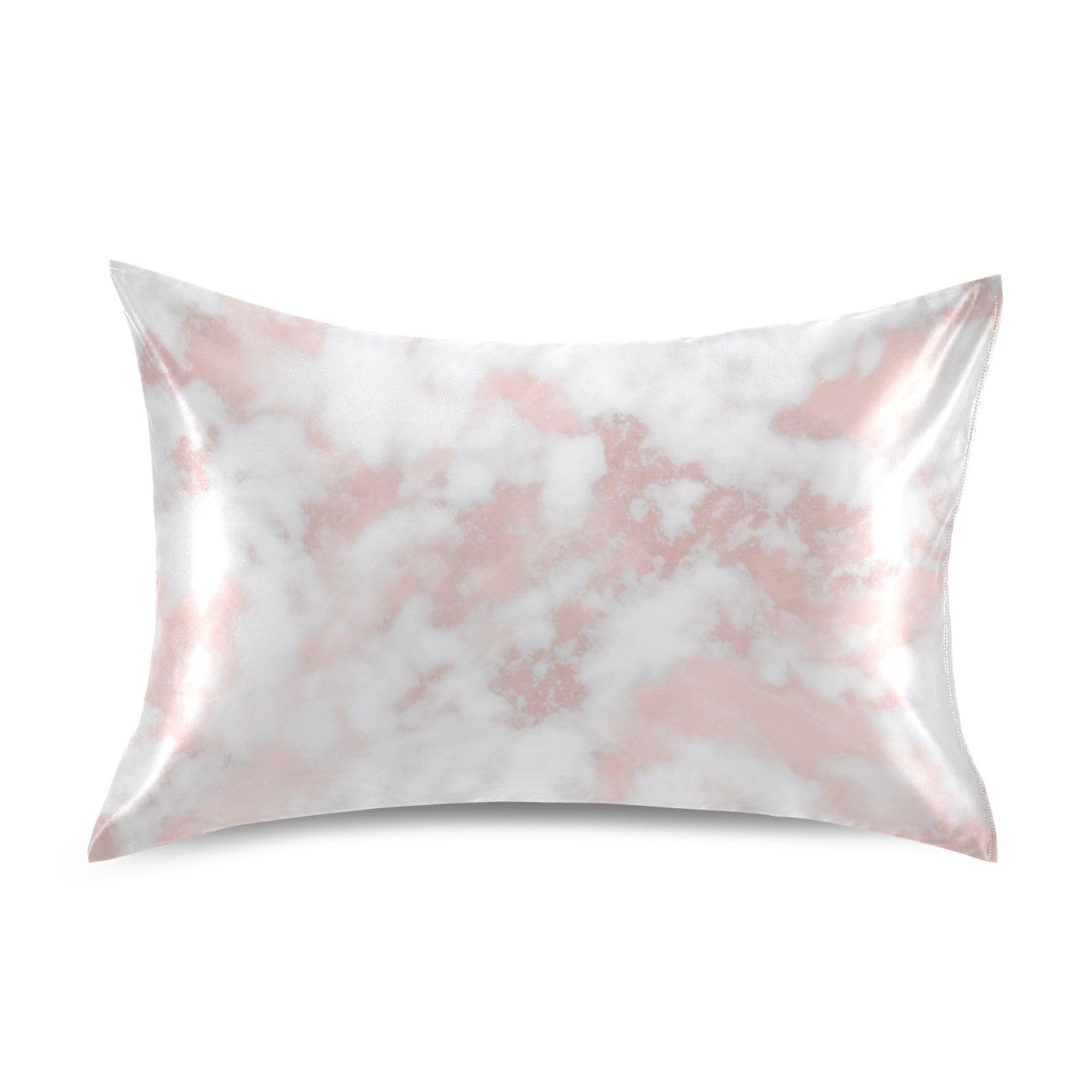 Blueangle Rose Gold Marble Satin Pillowcase for Hair and Skin Silk Pillowcase, Queen Size(20x30 inches) - Satin Pillow Covers with Envelope Closure