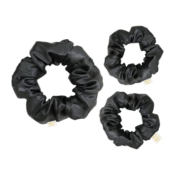 Natural hair essentials reversible and adjustable Satin bonnet, satin pillowcases, satin Scrunchies and headband set of 8 pieces (Black)