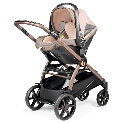Ypsi β Compact Single to Double Stroller β Compatible with All Primo Viaggio Infant Car Seats & Ypsi Bassinets - Made in Italy - Mon Amour (Beige, Pink, & Rose Gold)