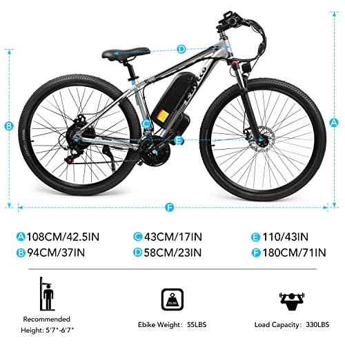 E·Bycco EBycco Electric Bike for Adults 750W, 29" Electric Mountain Bike 48V 13Ah Removable Battery, 28-31MPH EBike with Shimano 21 Speed,Pedal Assist,Lockable Suspension Fork, LCD Display,Headlights