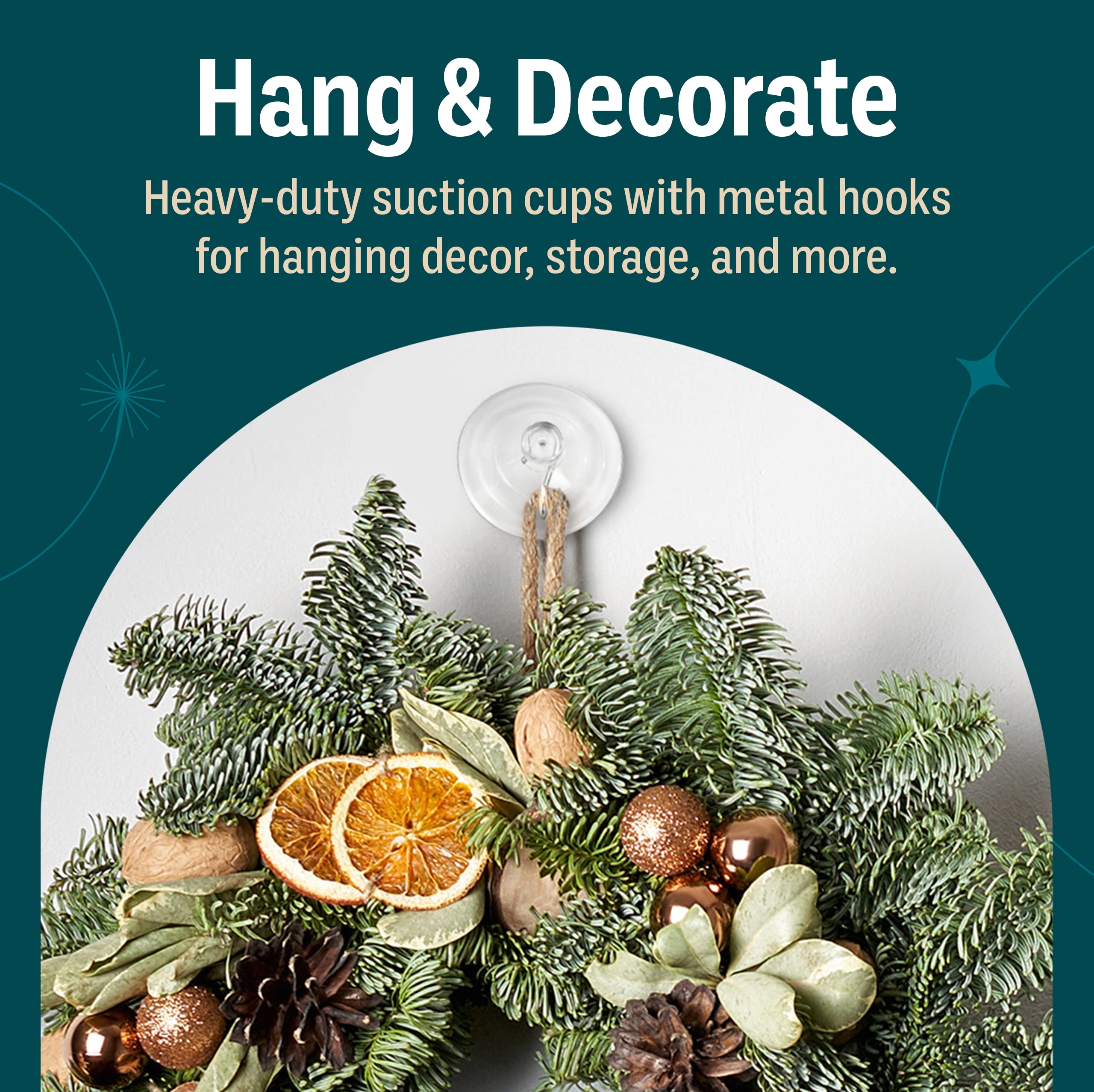 Suction Cup Hooks Wall Hooks for Hanging All Purpose Hook Wall Hangers Without Nails Heavy Duty Wall Hooks-Made in USA (3 lbs/ 6 Pack)
