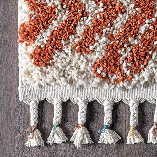 nuLOOM Zuri Shaggy Banded Tribal Area Rug, 8' x 10', Rust
