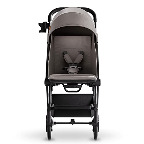 Mompush Lithe V2 Lightweight Stroller + Snack Tray, Ultra-Compact Fold & Airplane Ready Travel Stroller, Near Flat Recline Seat, Cup Holder, Raincover & Travelbag Included