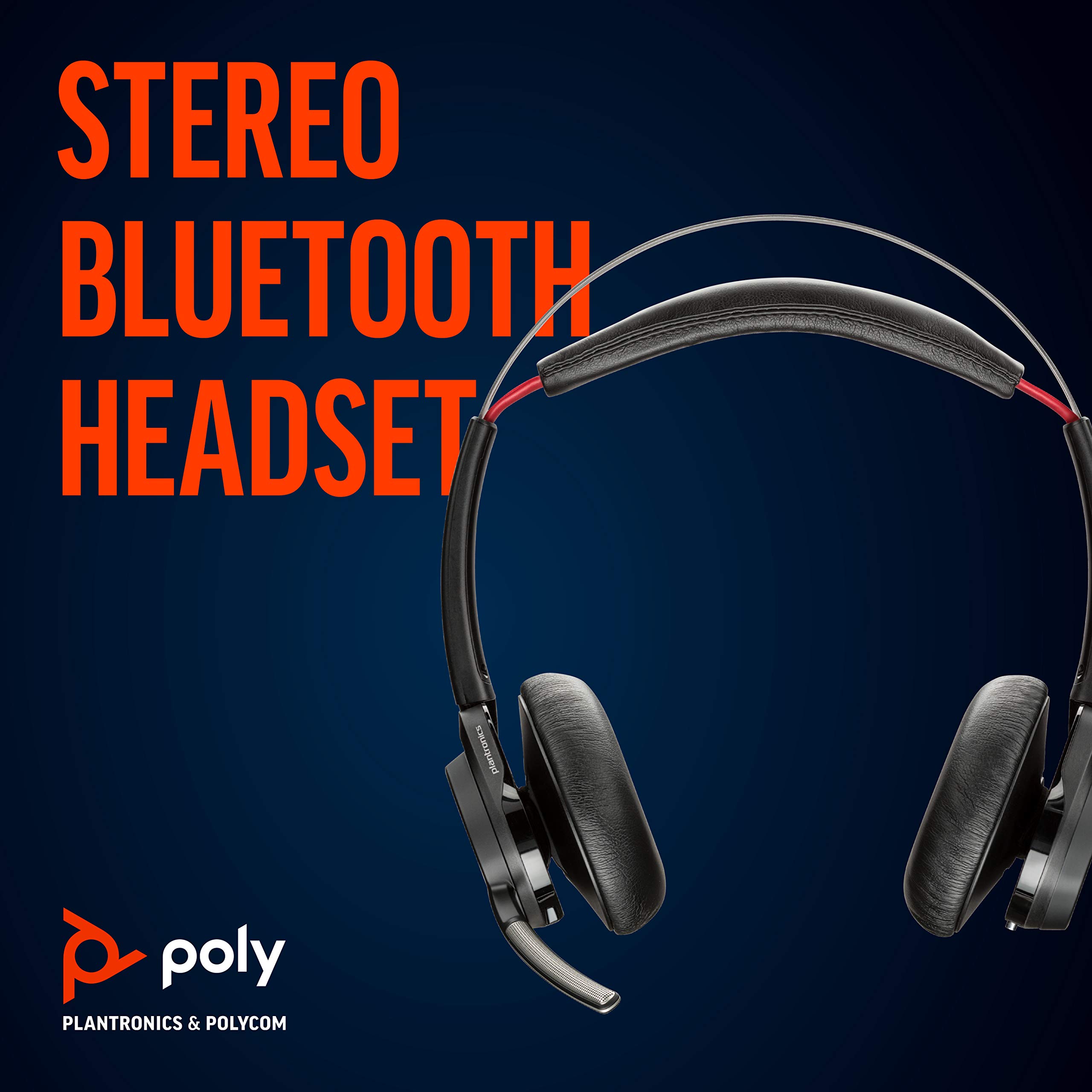 Poly - Voyager Focus UC with Charge Stand (Plantronics) - Bluetooth Dual-Ear (Stereo) Headset with Boom Mic - USB-A Compatible with PC and Mac - Active Noise Canceling - Works with Teams, Zoom & more