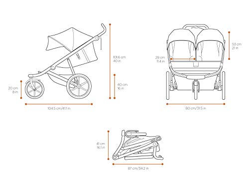 Thule Urban Glide 2 Jogging Stroller - Double Baby Stroller Perfect for Daily Strolling and Jogging - Features 5-Point Harness, Lightweight and Compact, Durable and Versatile Design for All Terrains
