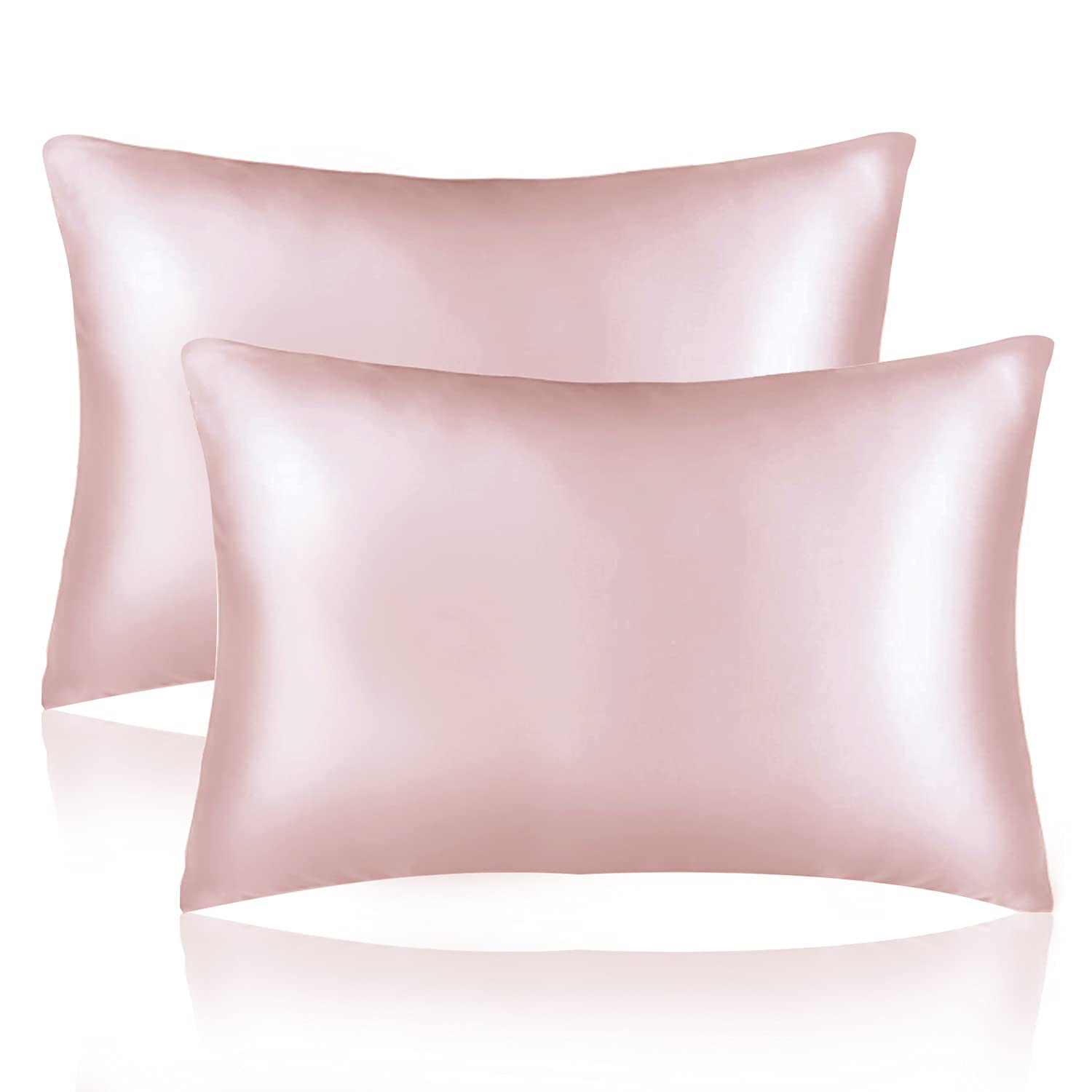 Sutuo Home Silk Pillowcase 2 Pack 100% Mulberry Silk Pillow Cases for Hair and Skin Grade 6A Both Sides 19 Momme Natural Real Silk Zipper Gift Pillow Cover for Girl's Sleep Standard 20"x26" Pale Pink