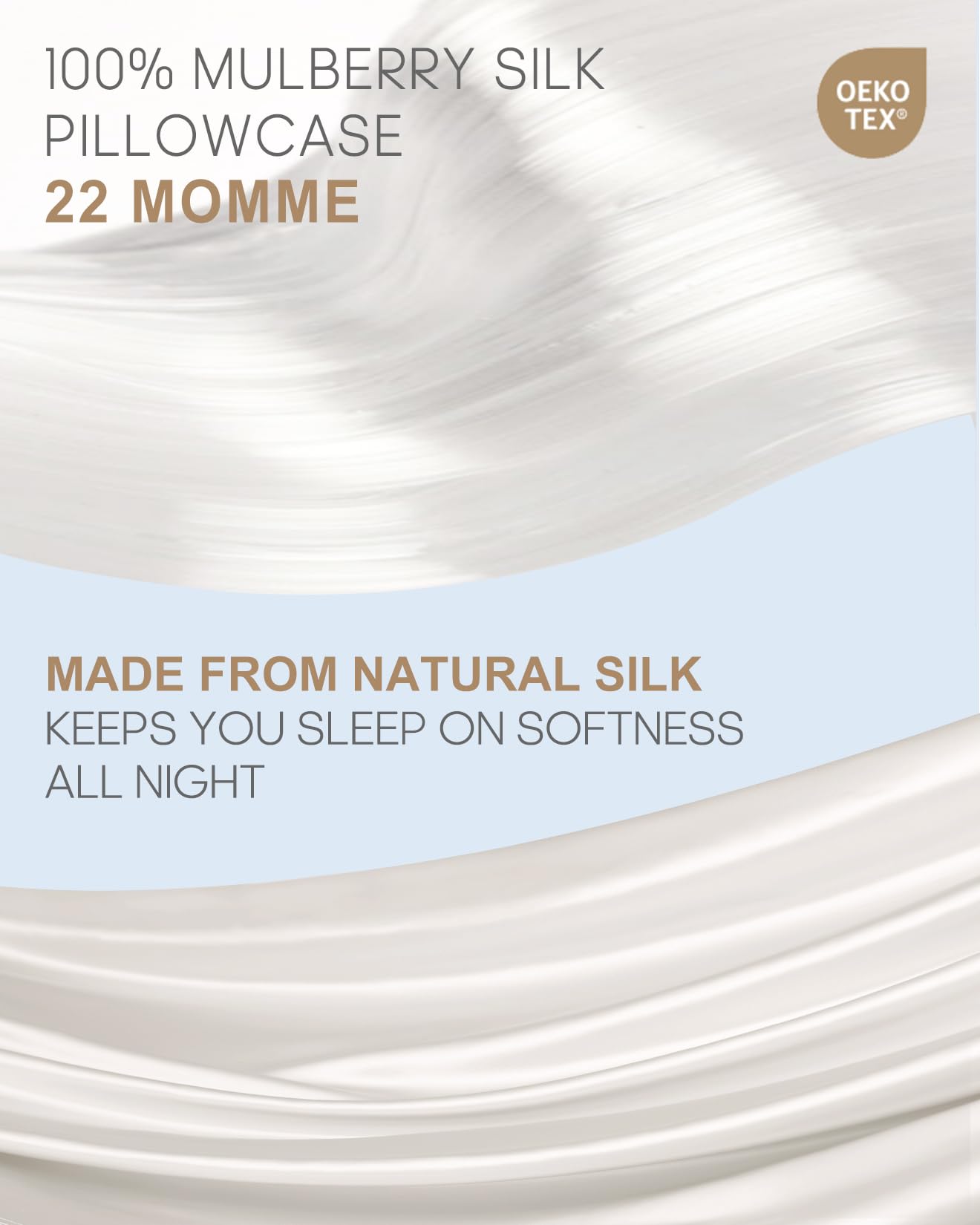 THXSILK 100% Silk Pillowcase for Hair and Skin, Both Sides Grade 6A+ 22 Momme Mulberry Silk Pillow Case with Hidden Zipper, Soft & Smooth White Pillowcase(1pc, Queen Size 20"x30")
