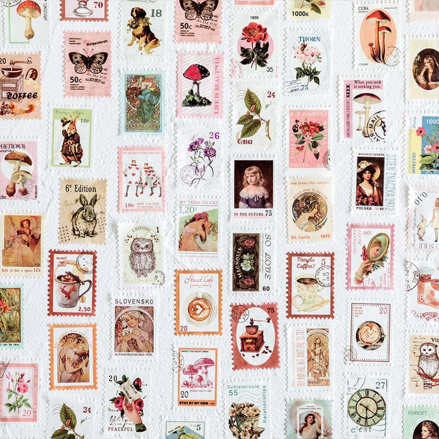 BLEDS 400PCS Vintage Journaling Supplies Pack, Scrapbook Paper Kit Aesthetic Scrapbook Paper Set Postage Stamp Stickers for Junk Journals Planner Retro Craft