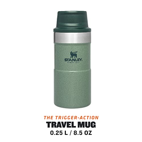 Stanley Trigger Action Travel Mug 0.25L / 8.5OZ Hammertone Green β Keeps Hot for 3 Hours - BPA-free Stainless Steel Thermos Travel Mug for Hot Drinks - Leakproof Reusable Coffee Cups