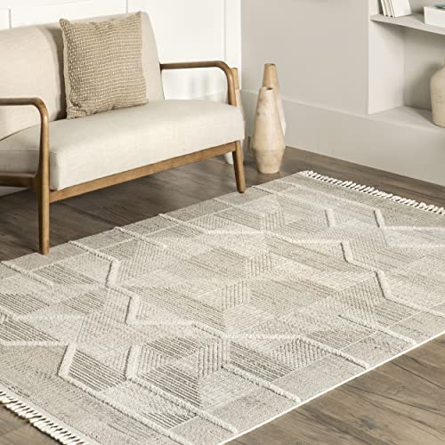 nuLOOM Haida Moroccan Tiles High/Low Tasseled Area