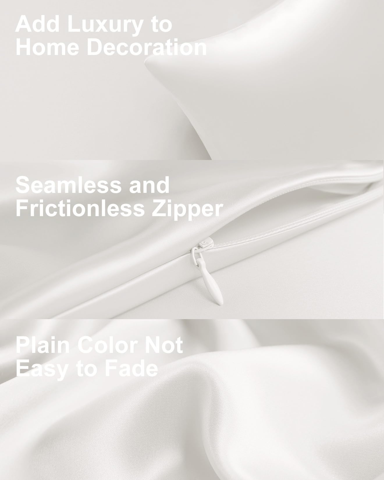 THXSILK 100% Silk Pillowcase for Hair and Skin, Both Sides Grade 6A+ 22 Momme Mulberry Silk Pillow Case with Hidden Zipper, Soft & Smooth White Pillowcase(1pc, Queen Size 20"x30")