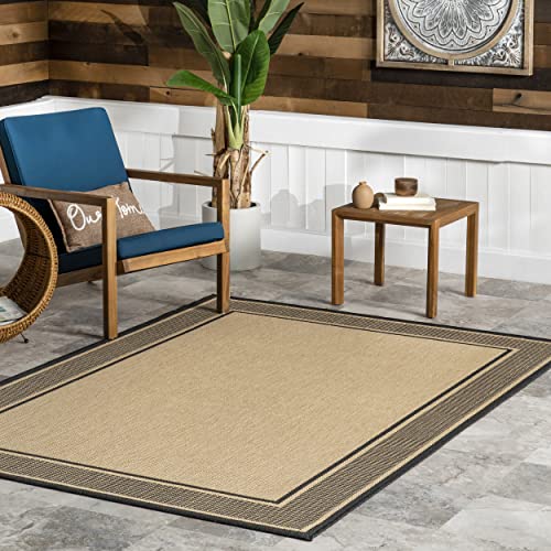 nuLOOM Gris Border Indoor/Outdoor Area Rug, 8', Beige