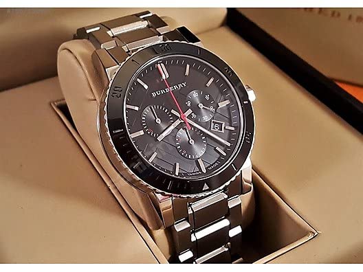 Burberry TOP Luxury Watch Chronograph Men The City Stainless Steel Black Ceramic Bezel Date Dial BU9380