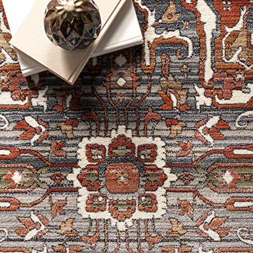 nuLOOM Oliveira Floral Medallion Fringe Area Rug, 5' 3" x 7' 7", Red