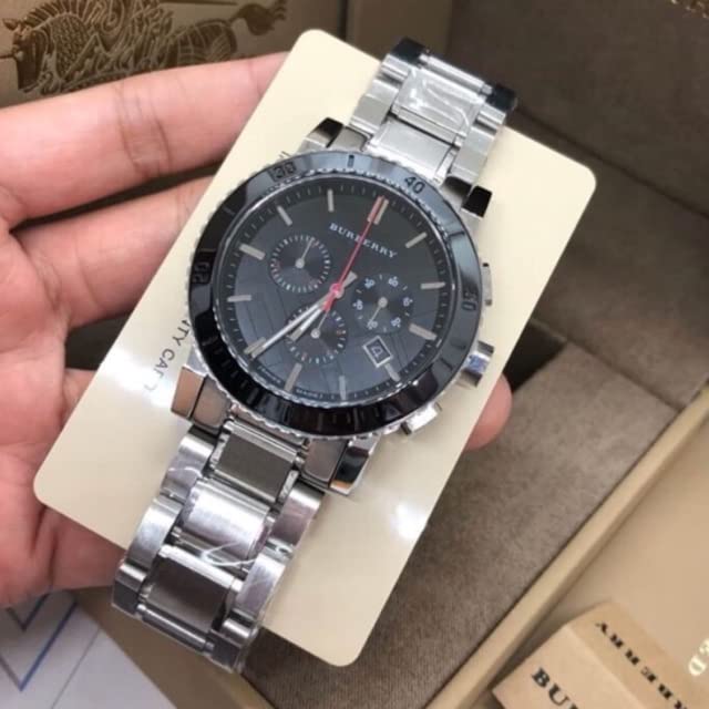 Burberry TOP Luxury Watch Chronograph Men The City Stainless Steel Black Ceramic Bezel Date Dial BU9380