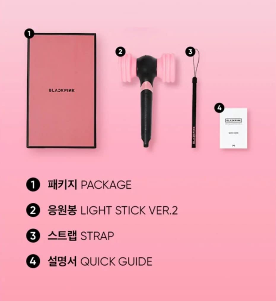 Niaycouky Black Pink Official Lightstick Version 2.0, Fan Light Stick Cheering for K-Pop Idol Concert Lighting Party Supplies with 52pcs Photocards Set