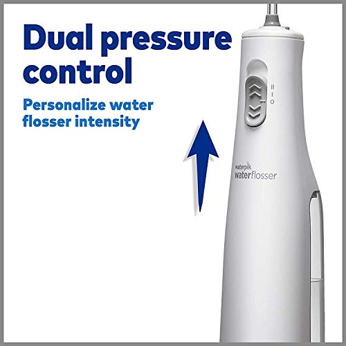Waterpik WF02 Cordless Express Water Flosser and Replacement Plaque Seeker Tips Pack of 2 for Implants and Dental Work, Battery Operated, Portable & Waterproof