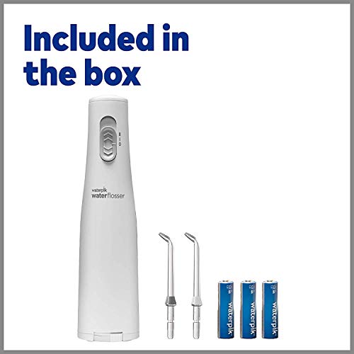 Waterpik WF02 Cordless Express Water Flosser and Replacement Plaque Seeker Tips Pack of 2 for Implants and Dental Work, Battery Operated, Portable & Waterproof