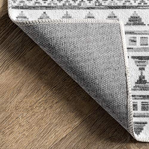 nuLOOM Kira Machine Washable Tribal Geometric Area Rug, 5' x 8', Grey