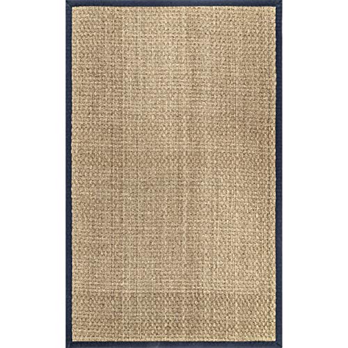 nuLOOM Hesse Checker Weave Seagrass Area Rug, 8' x 10', Navy