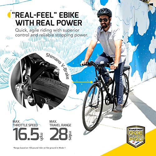 Swagtron Swagcycle EB-12 City Commuter Electric Bike with Removable Battery, Black, 700c Wheels, 7-Speed Shimano Gears