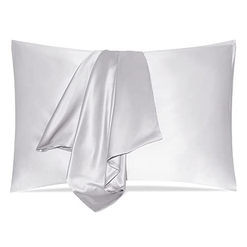 Silk Pillowcase, 100% Mulberry Silk 22 Momme Both Sides Silk Pillow Cases Queen Size for Hair and Skin with Gift Box, 1 Pc (Queen, Cloudy Grey)