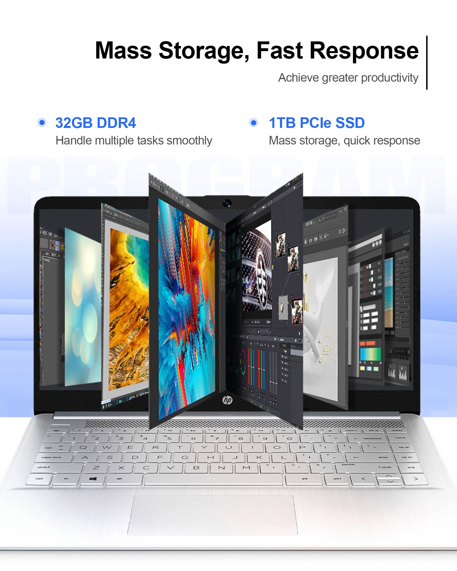HP 15.6" Touchscreen Laptop, 32GB RAM, 1TB SSD, Intel Core i3-1115G4 Processor, 11 H Battery Life, Wi-Fi, Bluetooth, Webcam, HDMI, Windows 11 Home in S Mode