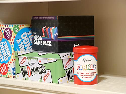 Regal Games - Farkle Dice Game - Fun Family-Friendly Dice Game - Includes Storage Cup with Lid, Six Dice, 25 Scorecards - Ideal for 2-4 Players Ages 12+