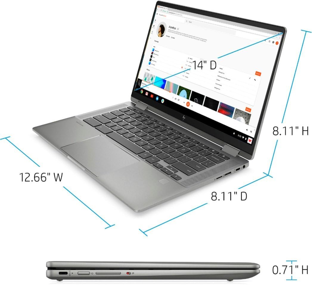HP X360 14" FHD 2-in-1 Convertible Touchscreen Chromebook, Intel Core i3-1115G4, 8GB RAM, 256GB Storage (128GB SSD + 128GB SD Card), Backlit KB, Fingerprint, Long Battery Life, Chrome OS