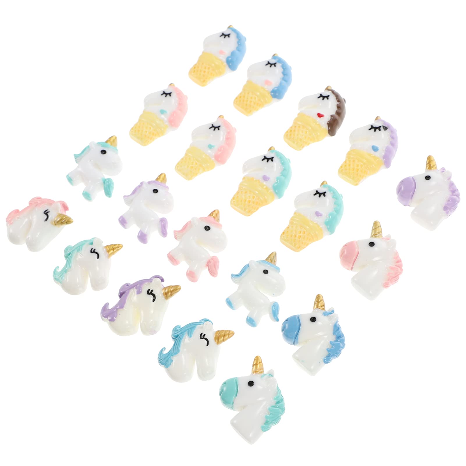 Amosfun 20Pcs Unicorn Accessories Girls Unicorns Slice Charms Birthday Cartoon Unicorn Charm Gift case Charms Cute Black Decor Scrapbooking fltaback Miniature Kits Button Resin Child Flat