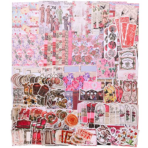 emmoolife Vintage Washi Tape, Scrapbooking Supplies Kit, Aesthetic Washi Tapes Set for Art Journaling Decoupage DIY Craft Junk Journal Kit for Bullet Journals Cottagecore Notebooks