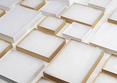 MESHA Cardboard Paper Box for Jewelry and Gift 8x5.5x1.25 Inch Thick White Paper Box With Cotton Lining (Brown-10Pcs)