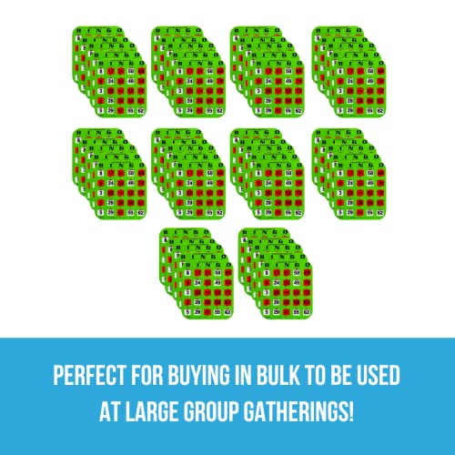 Regal Games - Shutter Slide Bingo Cards Only - 8β x 9β - 5-Ply Green Cardstock - Easy to Read - No Duplicates - Red Sliding Windows - 50-Pack - Perfect for Large Groups, Bulk Purchasing