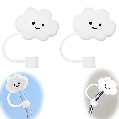 2Pcs Straw Tips Cover Straw Covers Cap for Reusable Straws Cloud Shape Straw Protector for 6-8mm Straws Airtight Seal Splash Proof Straw Protector Caps