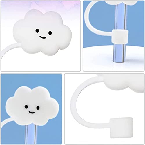 2Pcs Straw Tips Cover Straw Covers Cap for Reusable Straws Cloud Shape Straw Protector for 6-8mm Straws Airtight Seal Splash Proof Straw Protector Caps