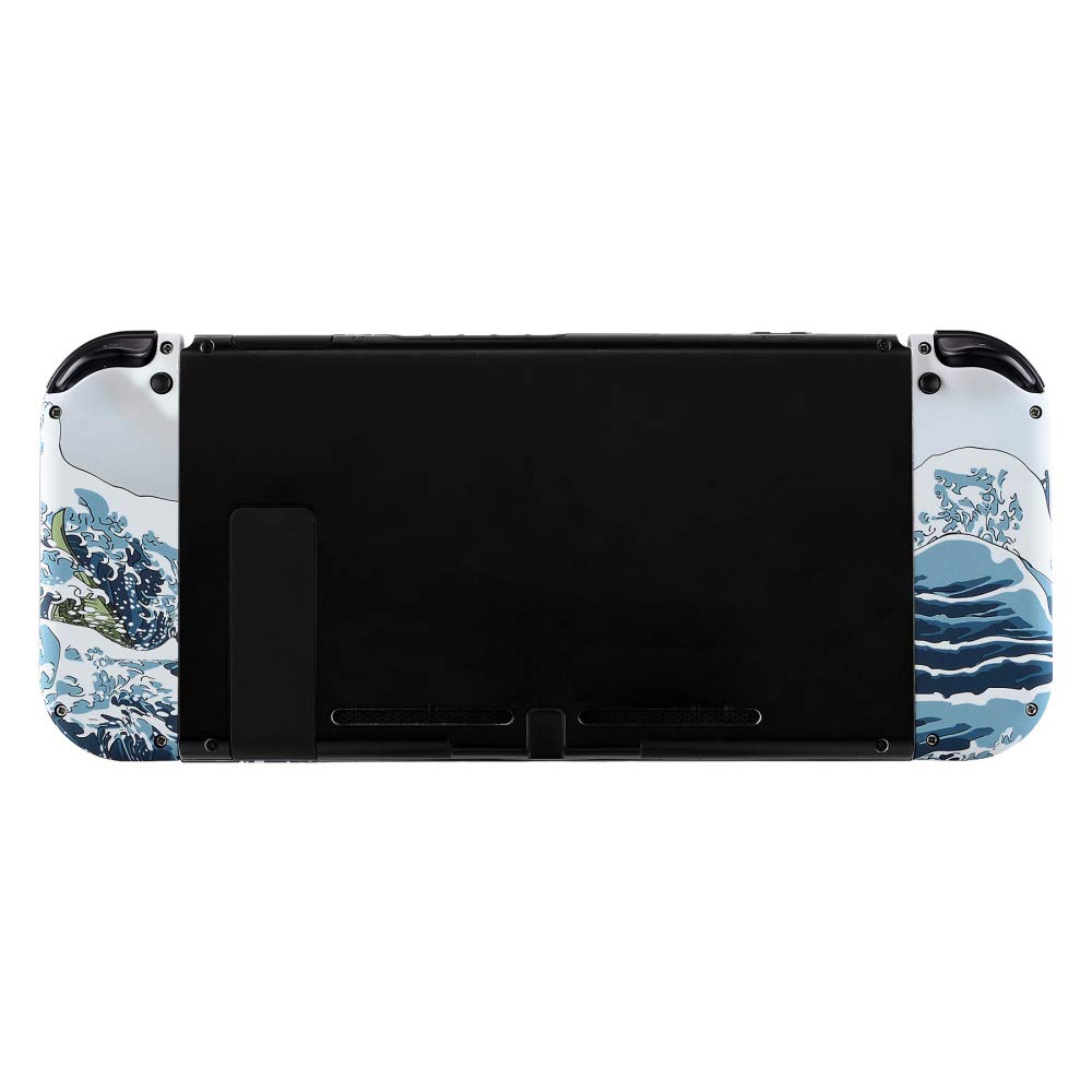 eXtremeRate DIY Replacement Shell Buttons for Nintendo Switch & Switch OLED, The Great Wave Soft Touch Custom Housing with Full Set Button for Joycon Handheld Controller - Console Shell NOT Included