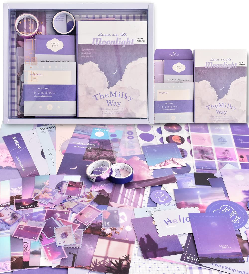 348 Pcs Vintage Scrapbook Kit, Aesthetic Scrapbooking Kit for Journaling Supplies, DIY Scrapbooking Supplies Bullet Junk Journal, Stationery, Great Craft Gift for Teens Girls Kids Women Beginner