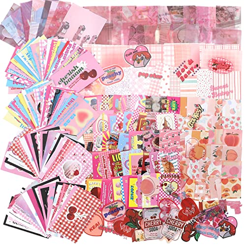 720 Sheets Scrapbook Paper & Stickers Pink Aesthetic Scrapbook Kit Journaling Scrapbooking Supplies Washi Scrapbook Sticker Paper Kawaii Craft Paper Note Paper Cute Heart Stickers for Kids Teen Girls
