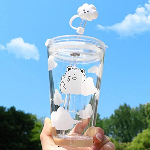 2Pcs Straw Tips Cover Straw Covers Cap for Reusable Straws Cloud Shape Straw Protector for 6-8mm Straws Airtight Seal Splash Proof Straw Protector Caps