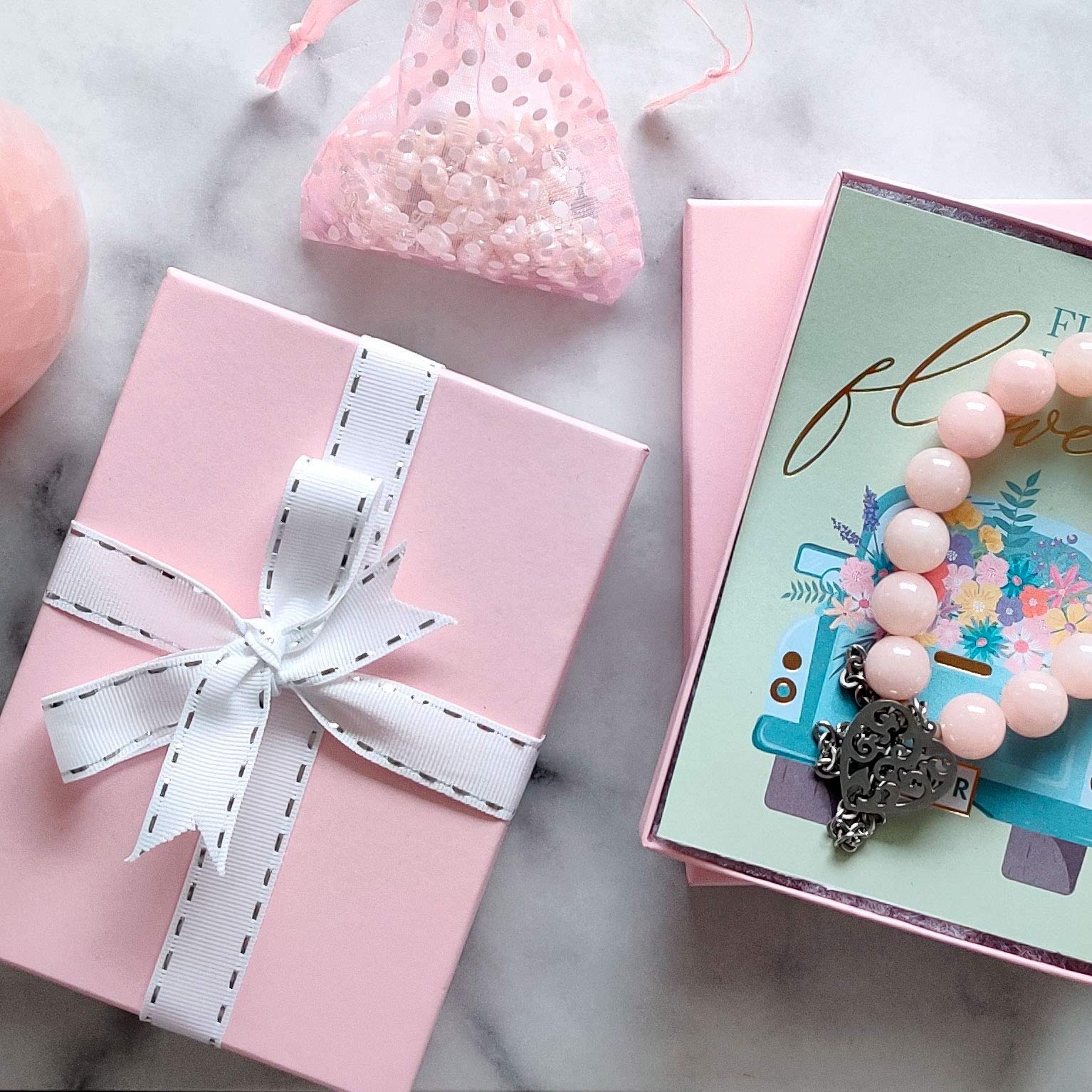 TheDisplayGuys - 100-Pack #32 Cotton Filled Cardboard Paper Jewelry Boxes Gift Case - Pastel Pink (3.3" x 2.3" x 1.0") - for Shipping or Storage