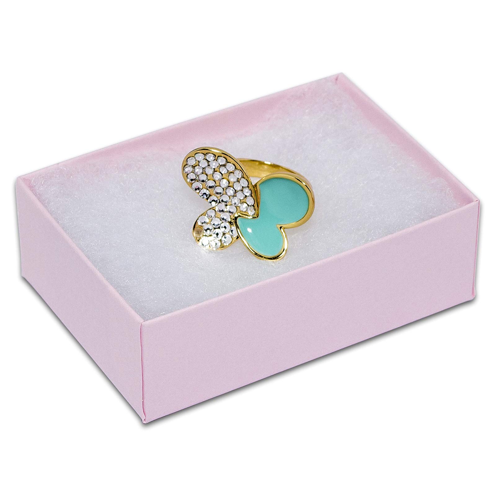 TheDisplayGuys - 100-Pack #32 Cotton Filled Cardboard Paper Jewelry Boxes Gift Case - Pastel Pink (3.3" x 2.3" x 1.0") - for Shipping or Storage