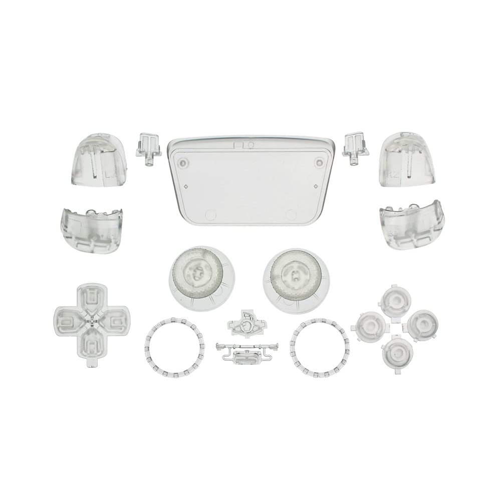 WPS Replacement Clip Shell Touch Pad Thumbsticks Dpad R1 L1 Trigger Buttons w/Accent Rings Set for PS5 Playstation Controller (Glow in the Dark)