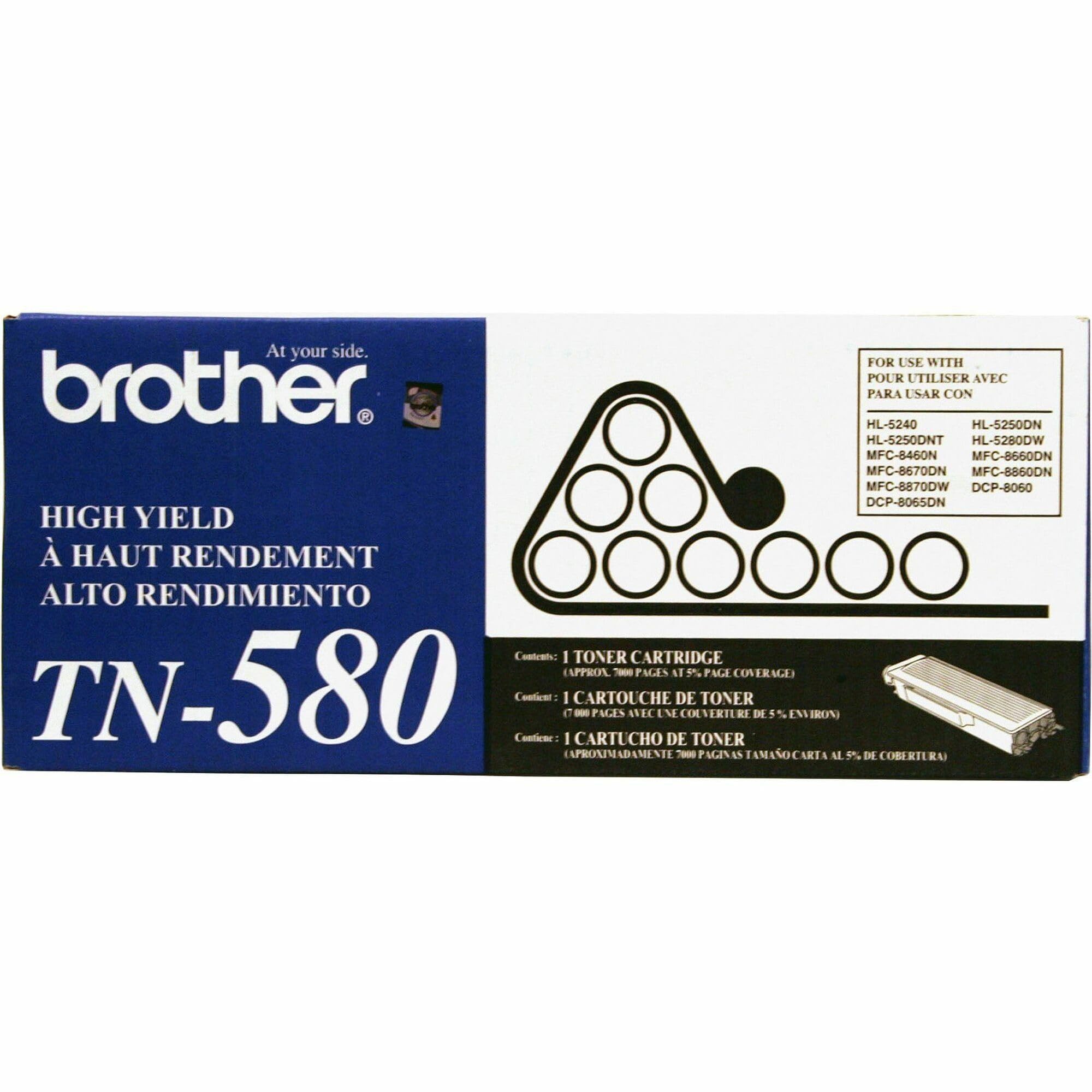 Brother TN580 High Yield Toner -Cartridge - Retail Packaging - Black