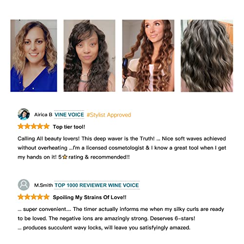 MIRACOMB Ion Titanium Deep Waver Smart Crimping Iron Hair Crimper, Digital Heat Settings, Auto Off, Dual Voltage, Royal Blue