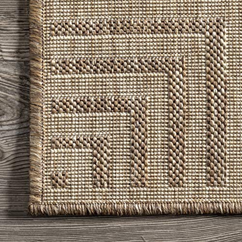 nuLOOM Asha Simple Border Indoor/Outdoor Area Rug, 5' x 8', Light Brown