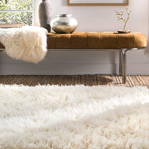 nuLOOM Elena Greek Flokati Shag Area Rug, 5' x 7', Natural